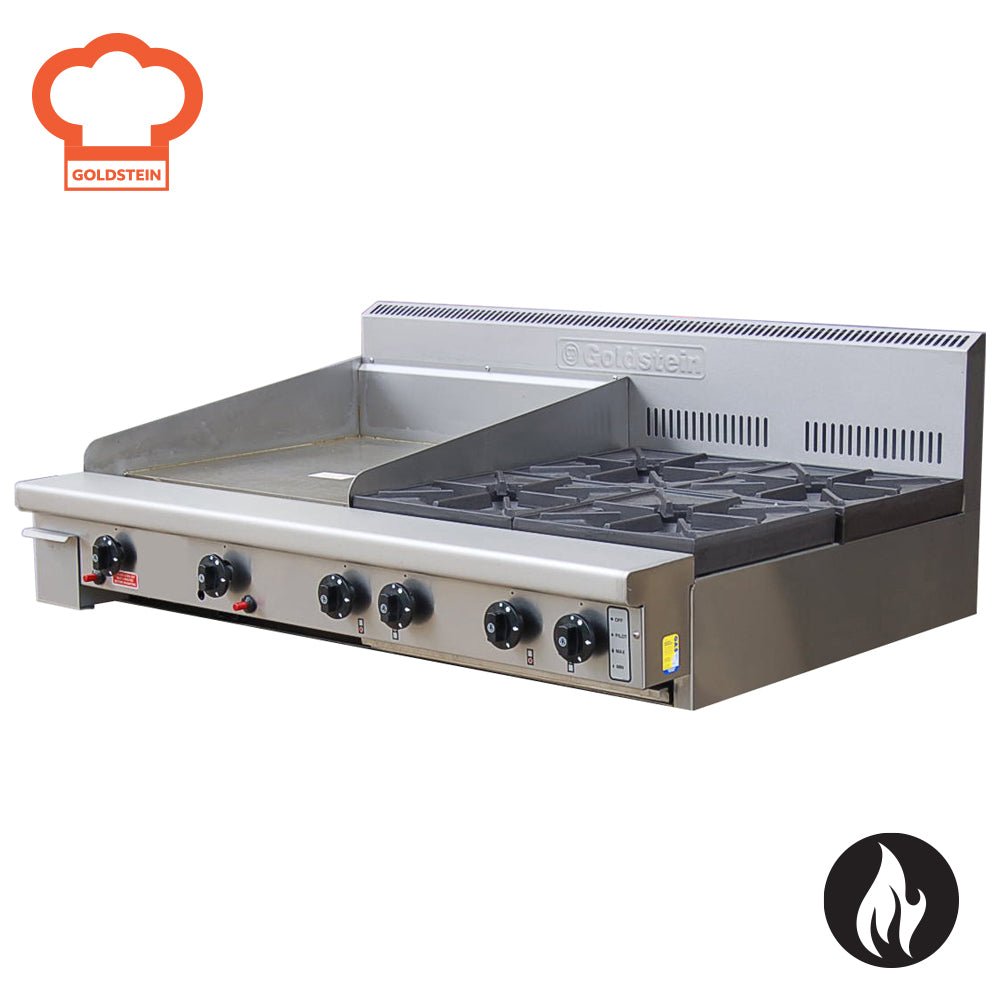 Goldstein Gas 4 Burner Cooktop | 600mm Grill — Chefs Co.